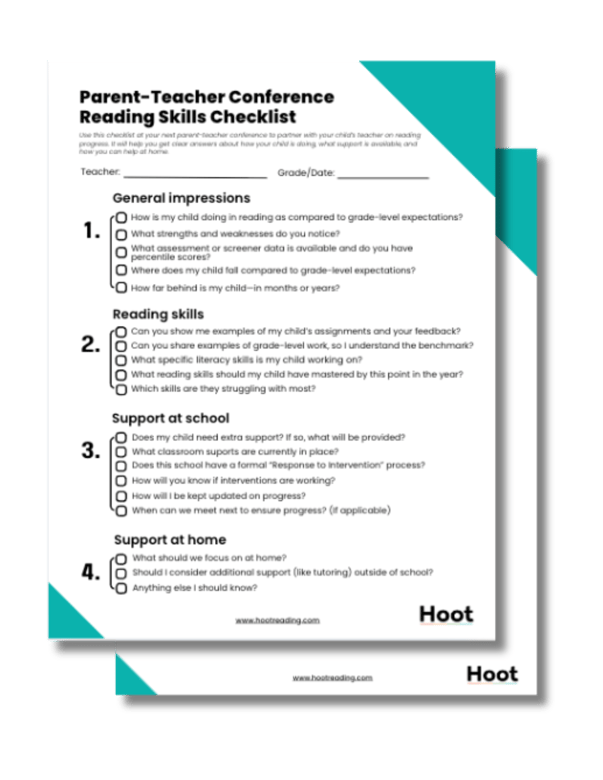 Parent Teacher Conference Reading Skills Checklist Download